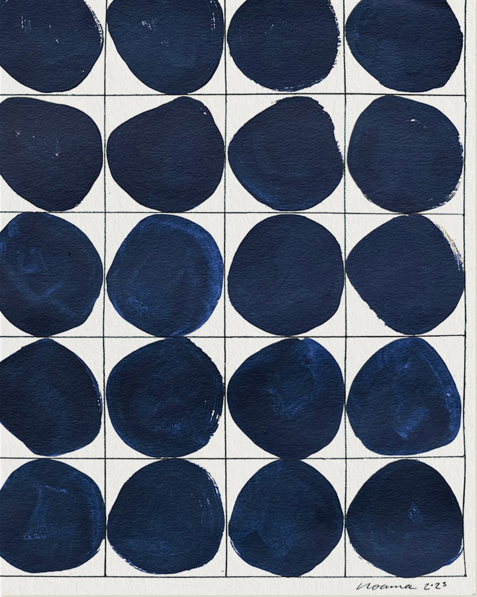 Indigo Grid Minimalist Abstract Art Print – Noama